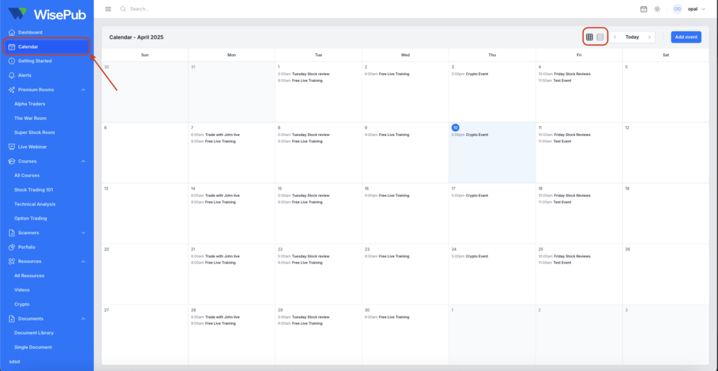 How to Create an Event in the Calendar - WisePub